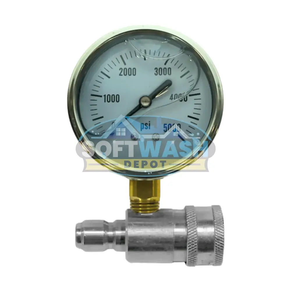 5,000 PSI Top Mount Gauge on Stainless QC Fitting
