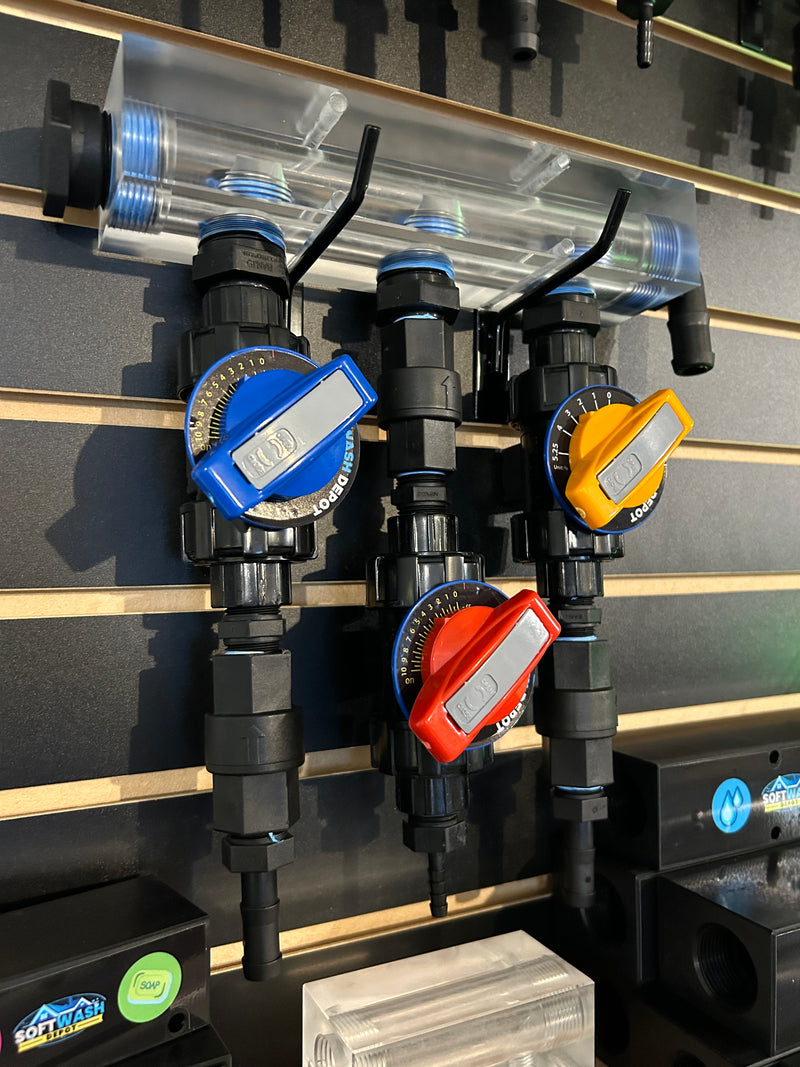 Clear Acrylic Soft Washing Mixing Proportioner 3 Port Made in the USA